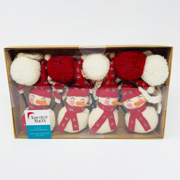 Holiday | Snowman Pom Pom Felt Garland Holiday Decor Red | Poshmark